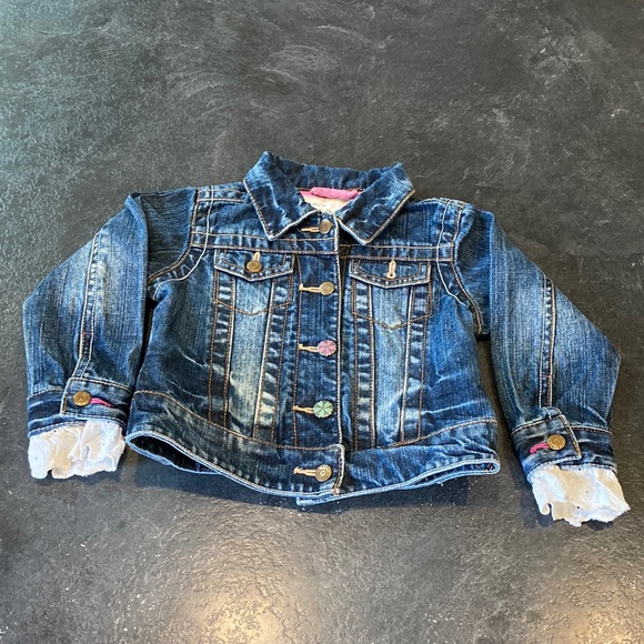 Place | Jackets & Coats | Girls Place Blue With White Eyelet Lace Cuffs ...